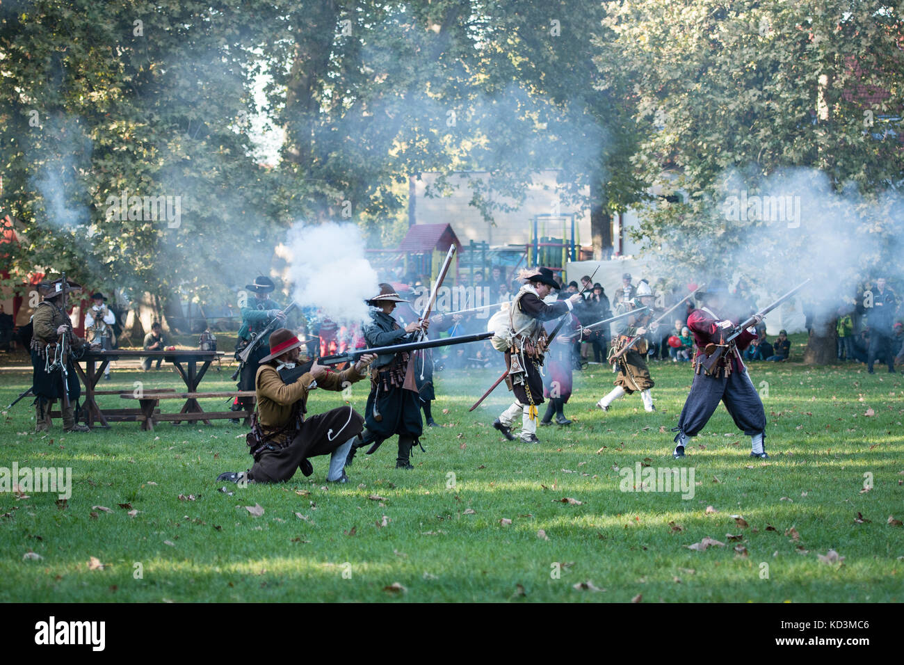 BRATISLAVA, SLOVAKIA - SEP 30: Fight during annual re-enactment of ...