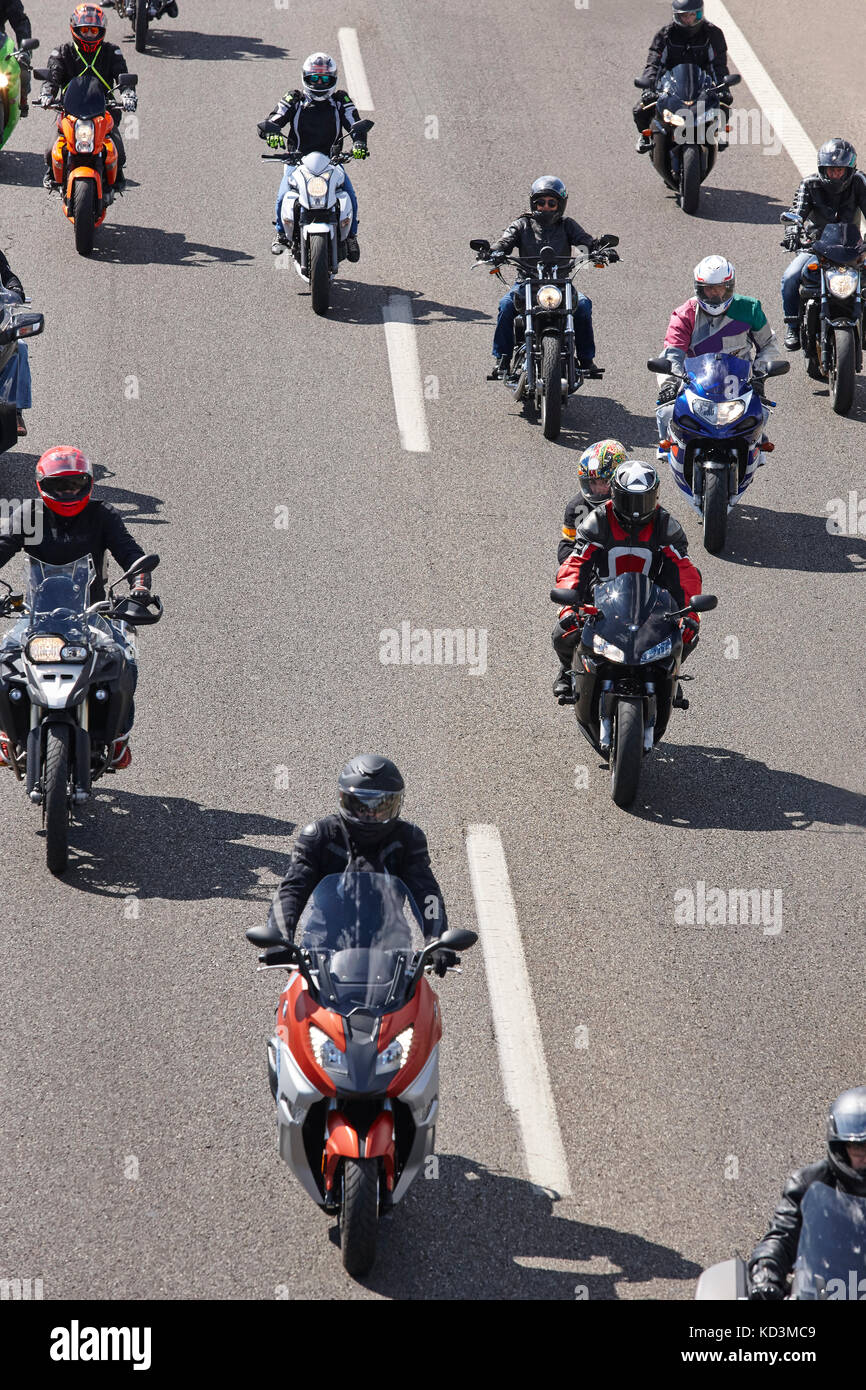 Motorcycle riders on the road. Transportation background. Fun Stock ...