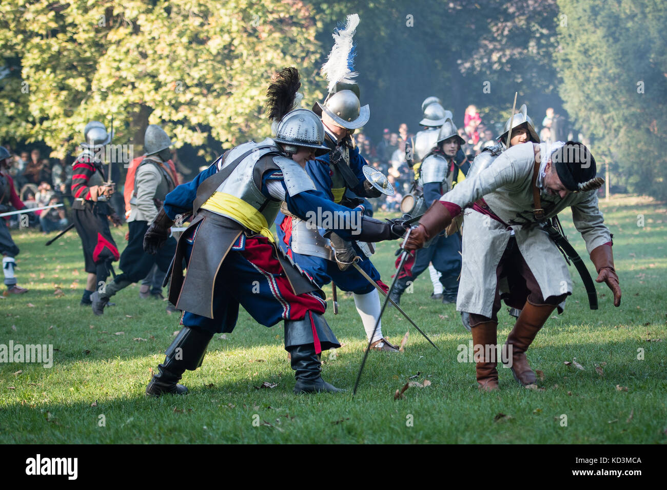 BRATISLAVA, SLOVAKIA - SEP 30: Fight during annual re-enactment of ...