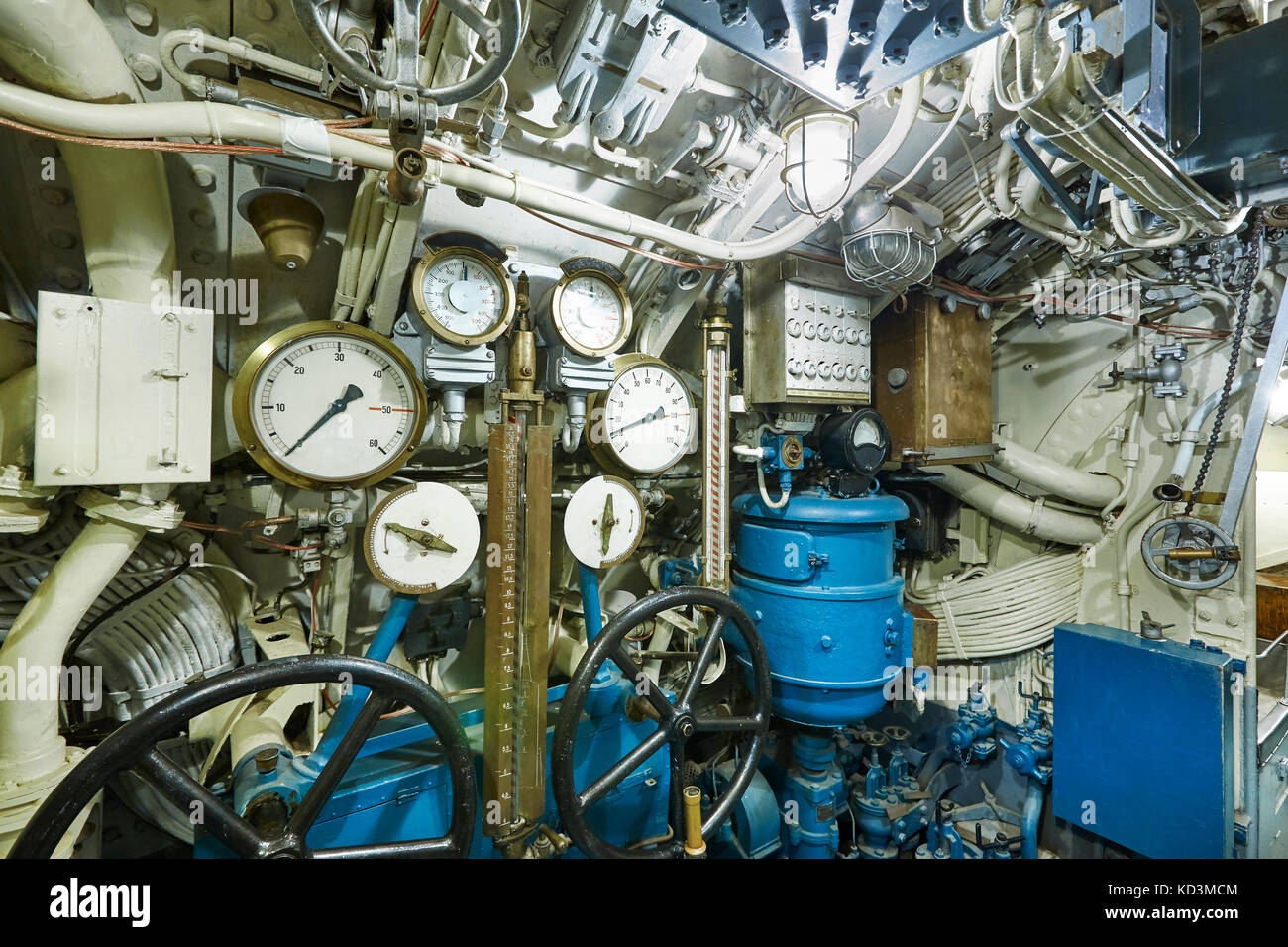 Second war world submarine interior. Military vessel. Horizontal Stock ...