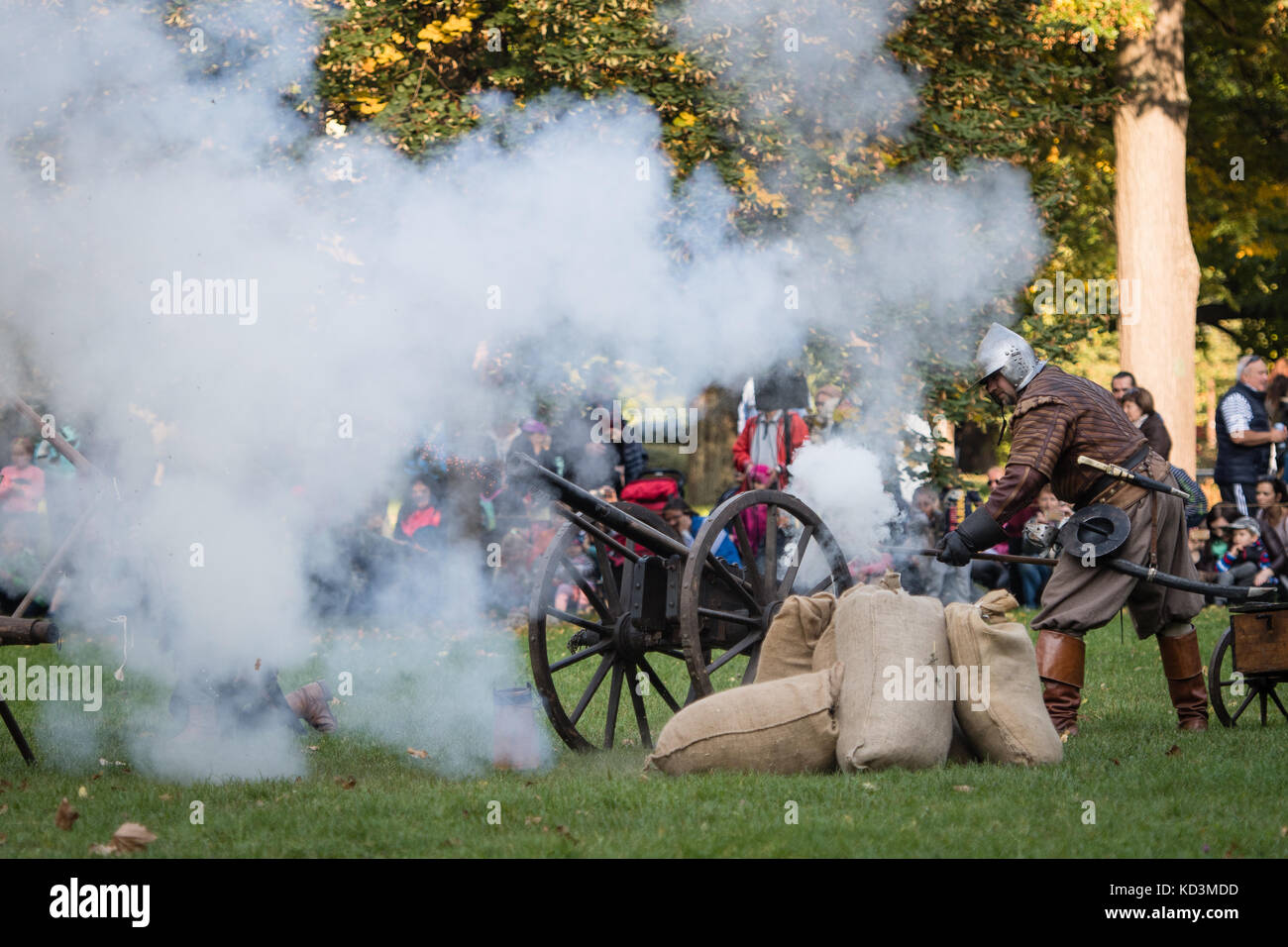 BRATISLAVA, SLOVAKIA - SEP 30: Fight during annual re-enactment of ...