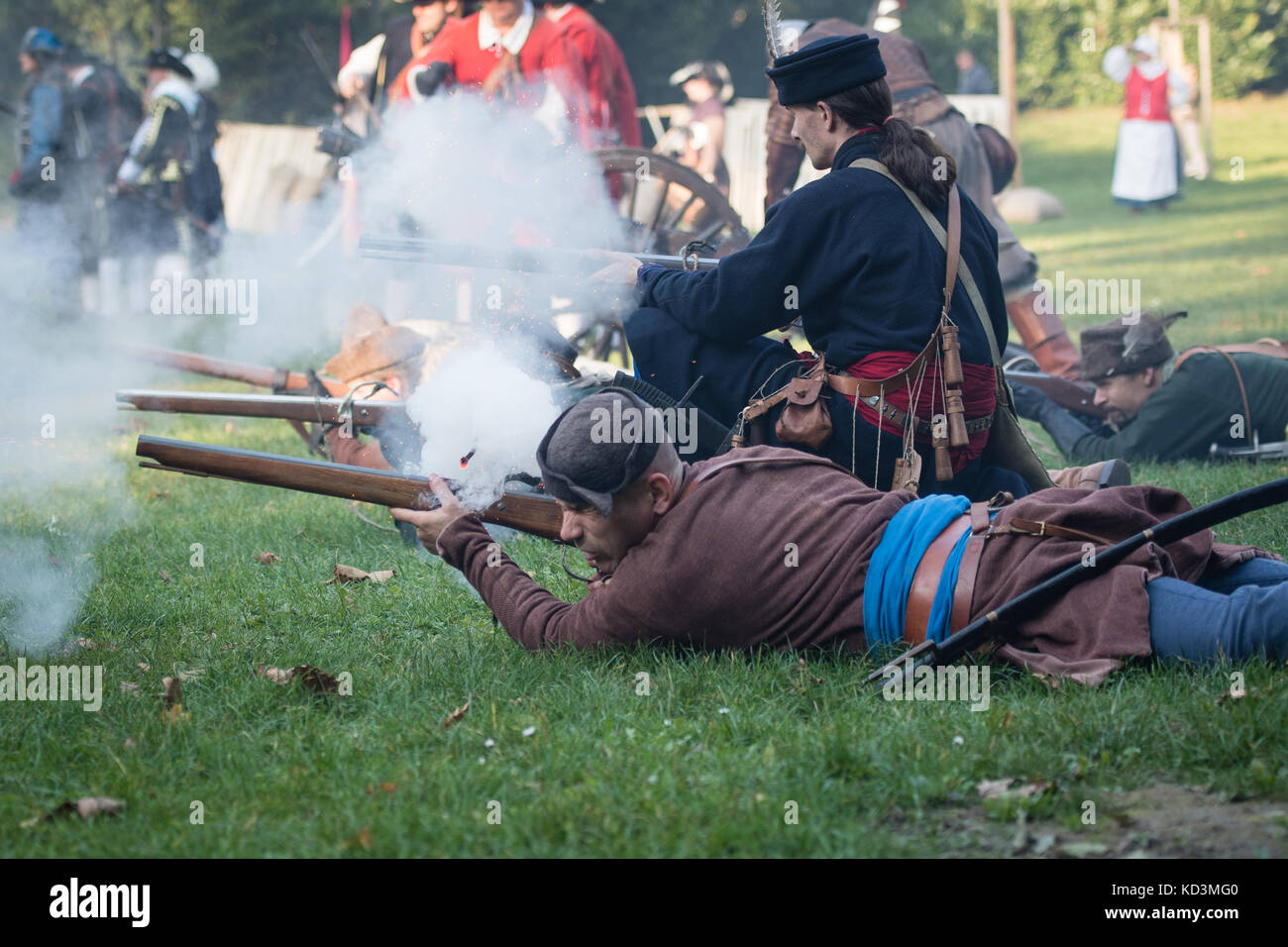 BRATISLAVA, SLOVAKIA - SEP 30: Fight during annual re-enactment of ...