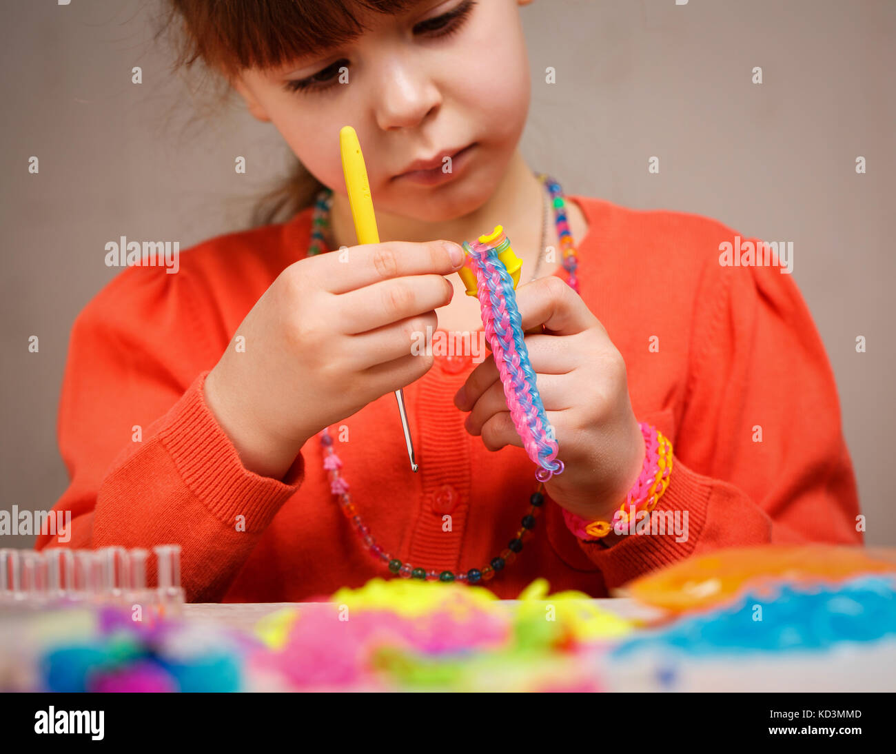Girl Hobby Making Bracelet High Resolution Stock Photography and Images ...