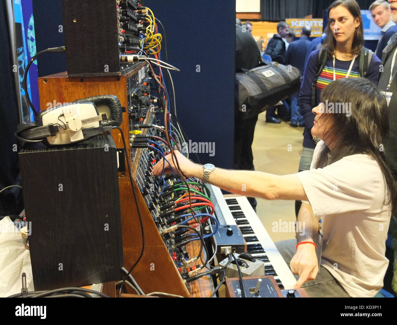 Performer at at Synthfest UK demonstrating Moog modular synthesizer ...