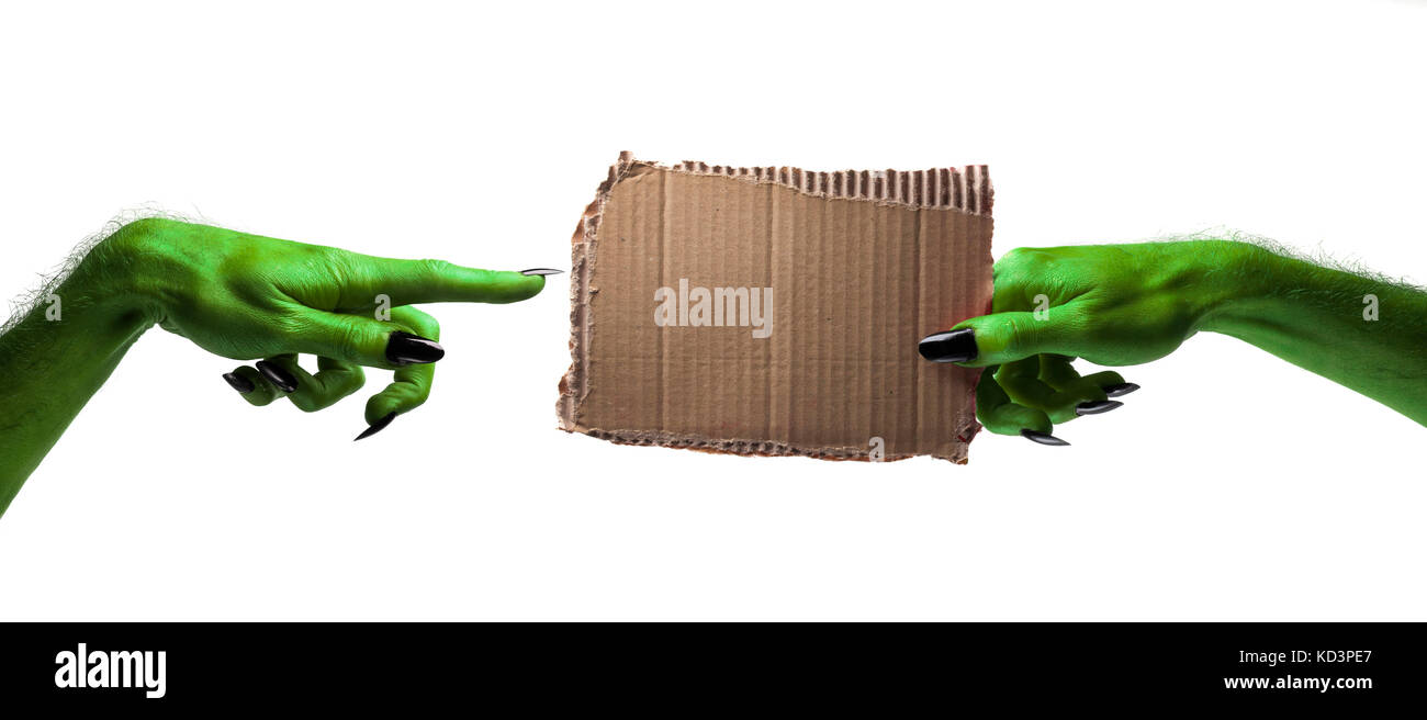 Zombie hand holding blank sign hi-res stock photography and images - Alamy