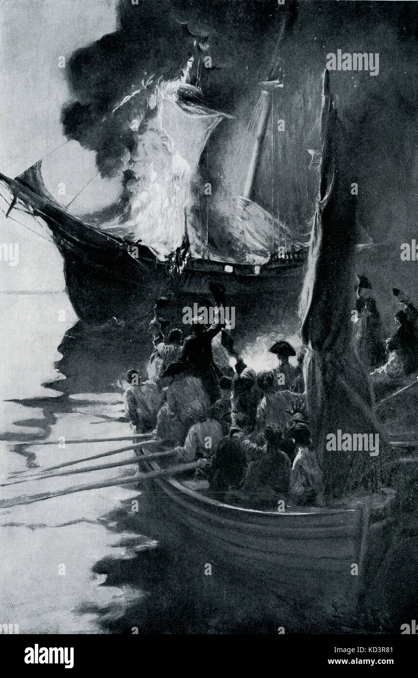 Gaspee Affair, the buring of the British customs schooner Gaspee by ...