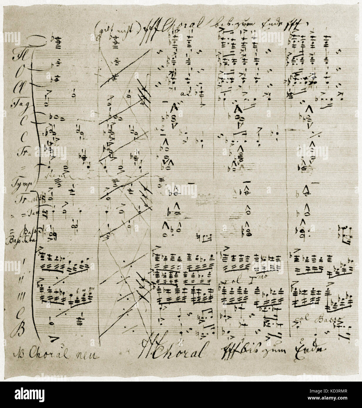 Bruckner, A - Manuscript score of 5th Symphony (1875-1877). Last choral ...