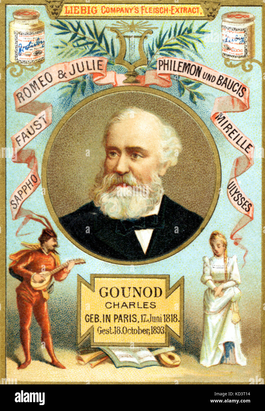CHARLES GOUNOD, head and shoulders shot in Liebig advertisement ...