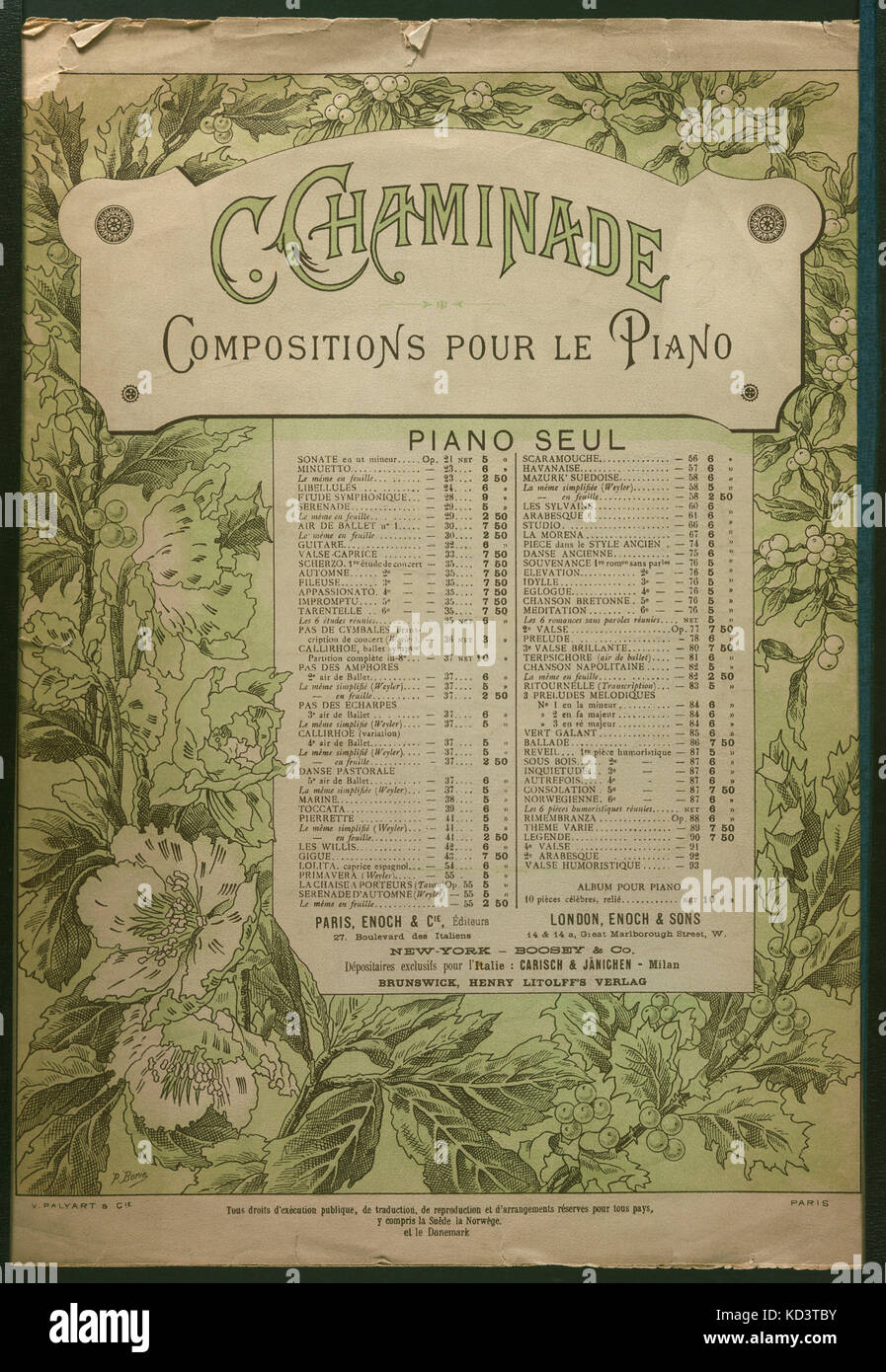 CHAMINADE, C - Compositions pour le Piano title page. Paris: Enoch ...