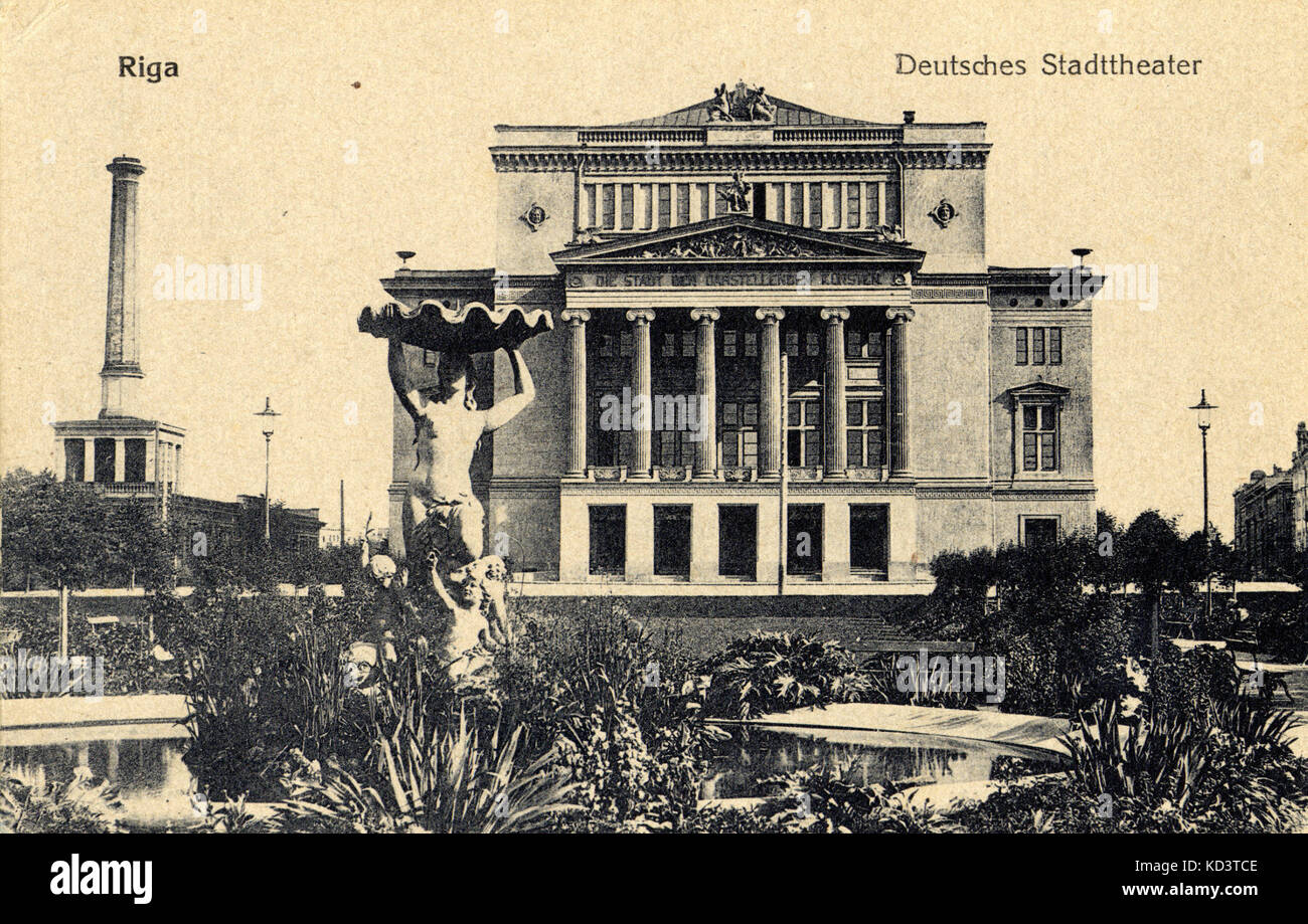 Deutsches Stadttheatre (German Theatre) in Riga built in 1887. Wagner ...