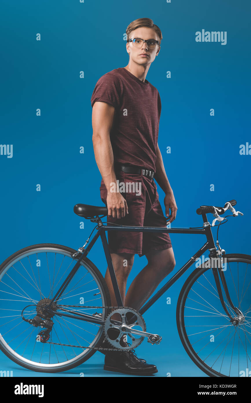 young man with vintage bicycle Stock Photo - Alamy
