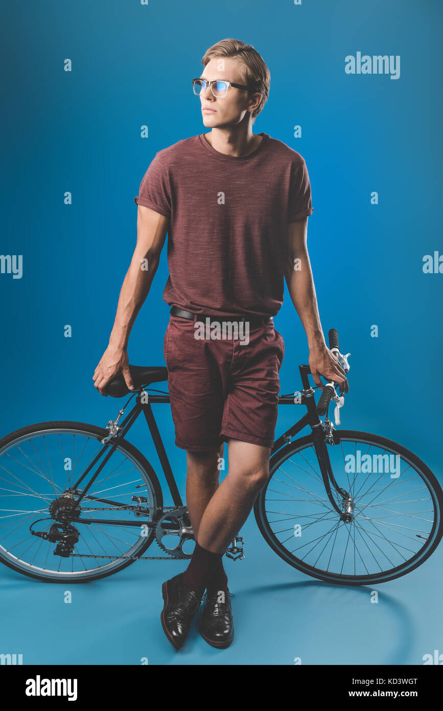 young man with vintage bicycle Stock Photo - Alamy