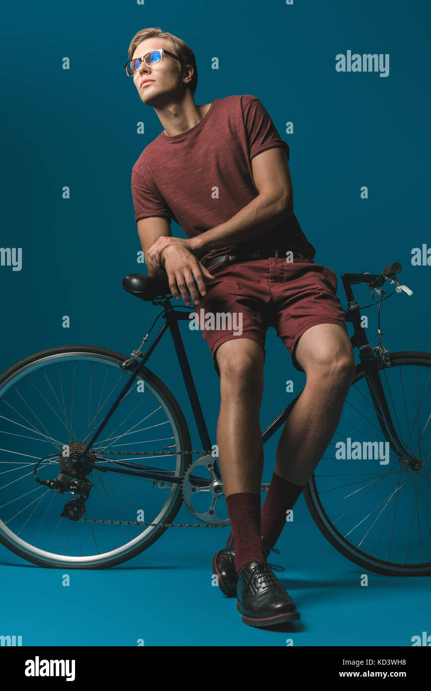 young man with vintage bicycle Stock Photo - Alamy