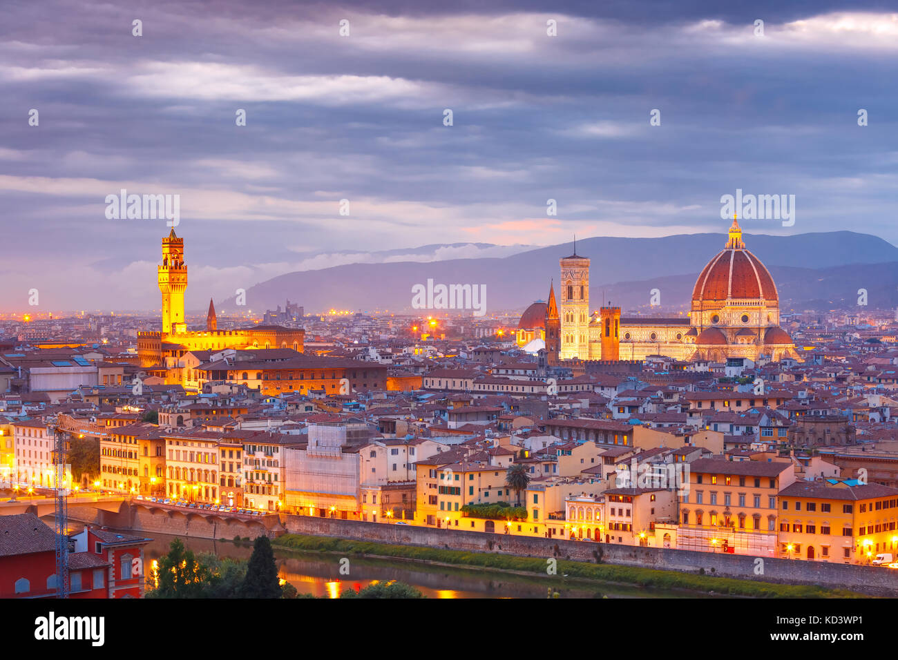 Famous view of Florence at sunset, Italy Stock Photo - Alamy