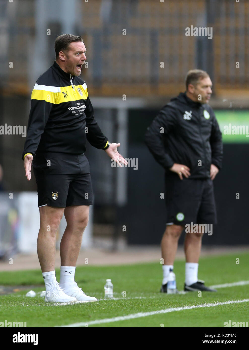 Notts County manager Kevin Nolan gestures from the touchline during the ...