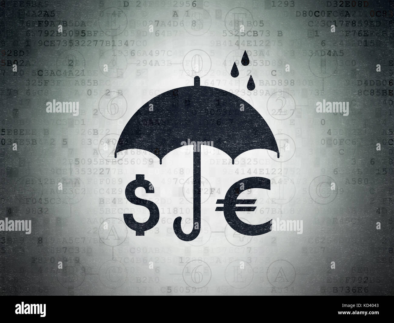 Security concept: Money And Umbrella on Digital Data Paper background ...