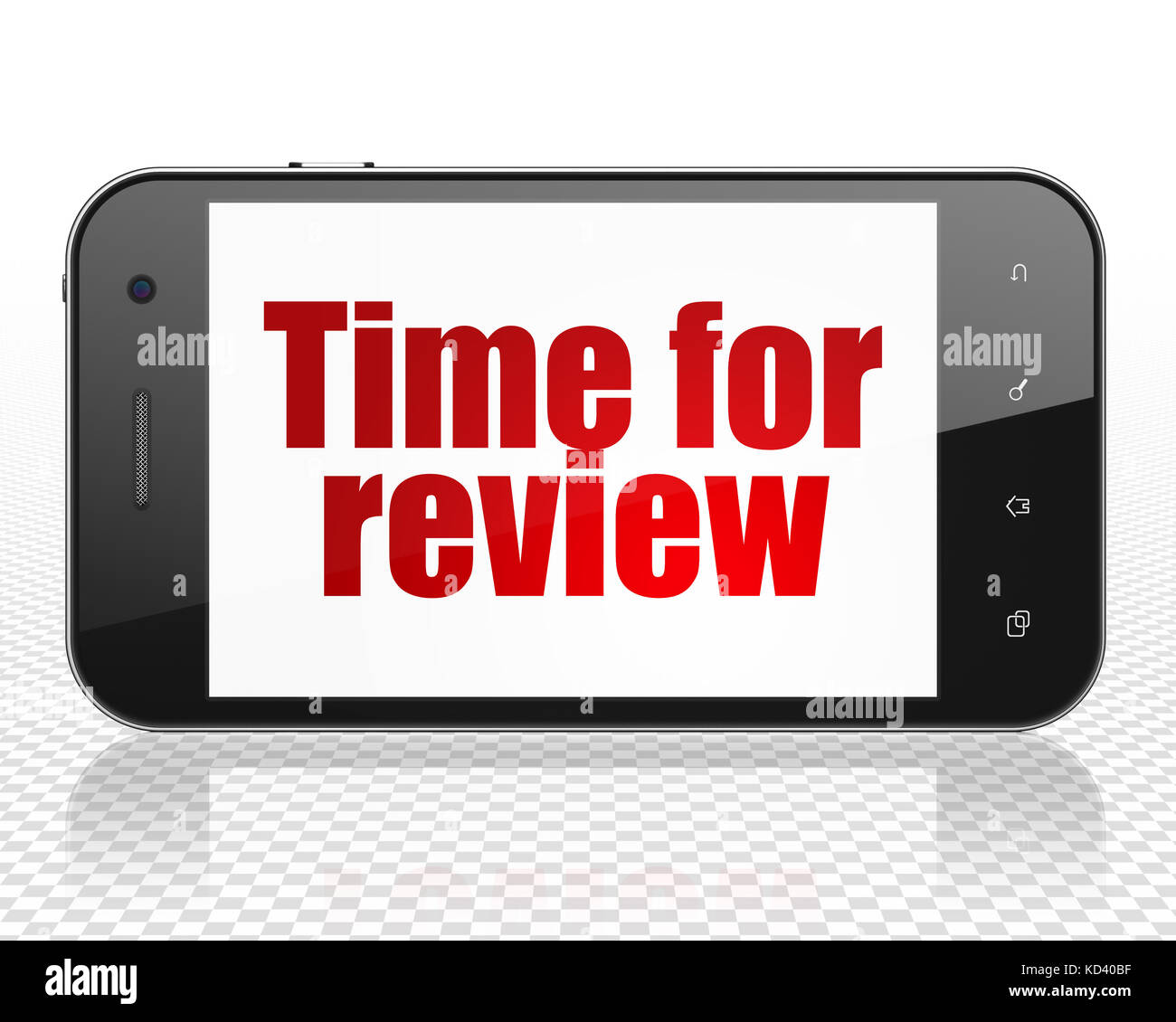 Timeline concept: Smartphone with Time for Review on display Stock ...
