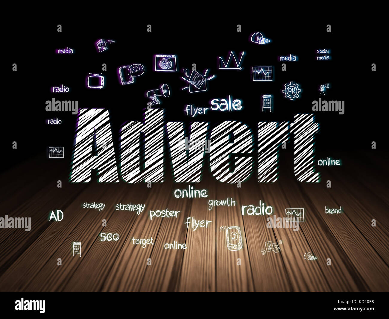 Advertising concept: Advert in grunge dark room Stock Photo - Alamy