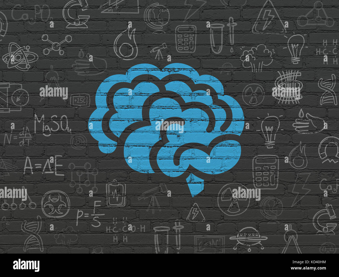 Science concept: Brain on wall background Stock Photo - Alamy