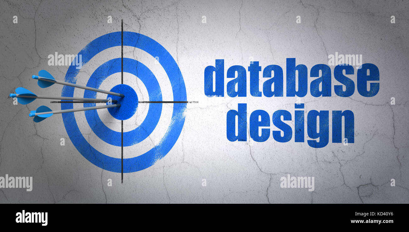 Software concept: target and Database Design on wall background Stock ...