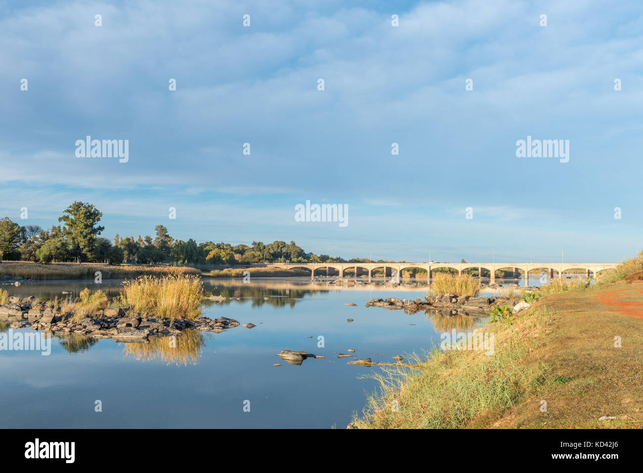The road bridge over the Orange River at Upington, a town in the ...