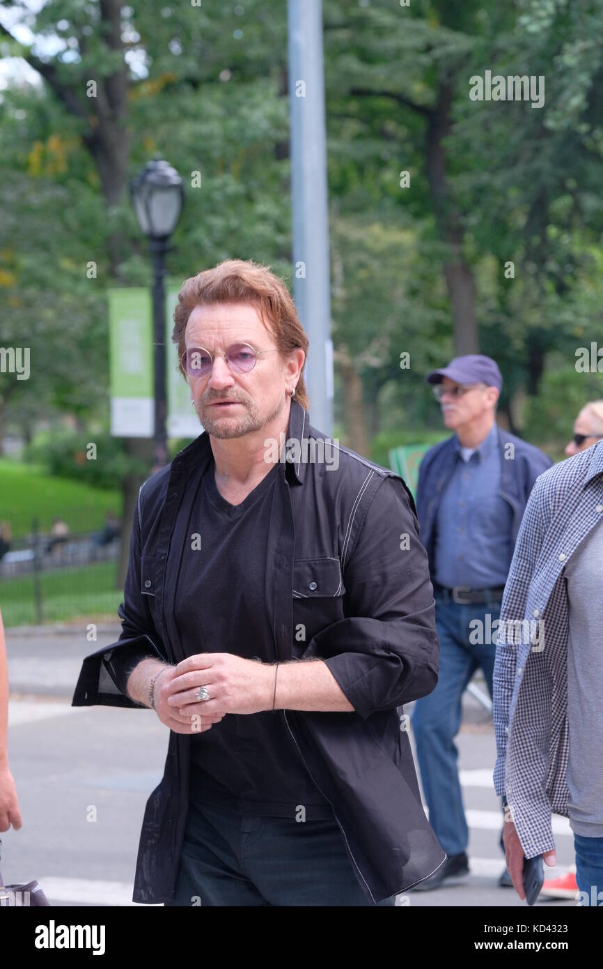 U2 singer Bono walking near Central Park Featuring: Bono Where ...