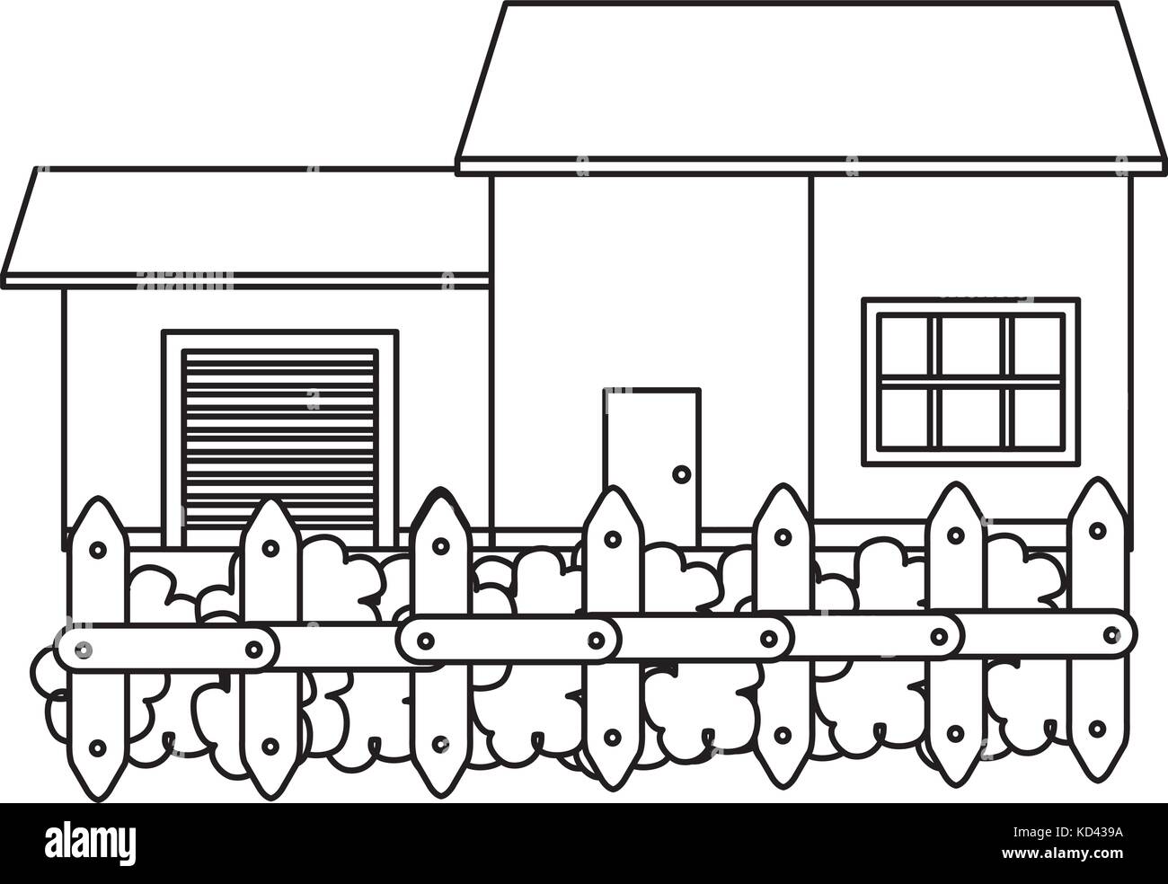 beautiful house building with fence vector illustration design Stock ...