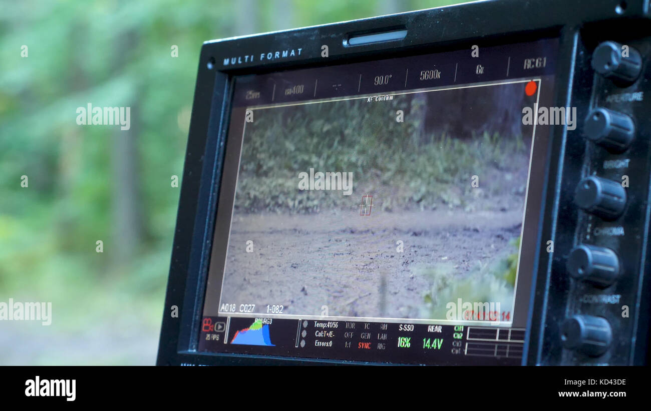 Close up monitor with Camera in panorama view shooting recording or ...