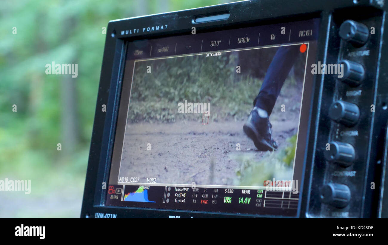 Close up monitor with Camera in panorama view shooting recording or ...