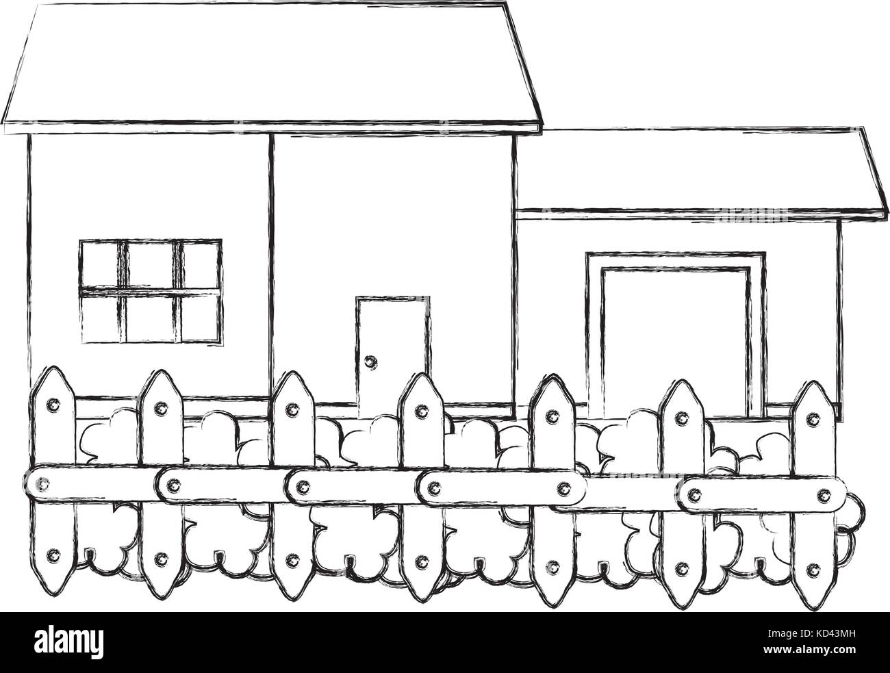 beautiful house building with fence vector illustration design Stock ...