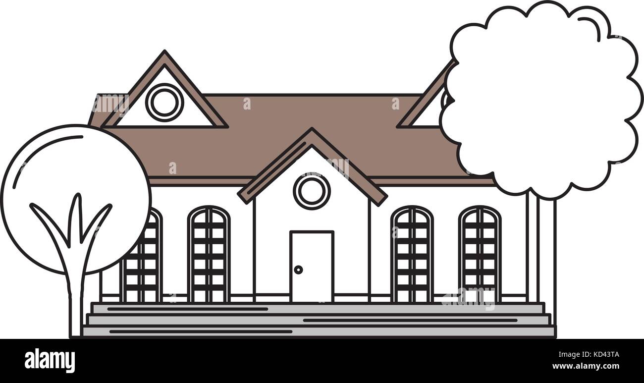 beautiful house building with trees vector illustration design Stock ...