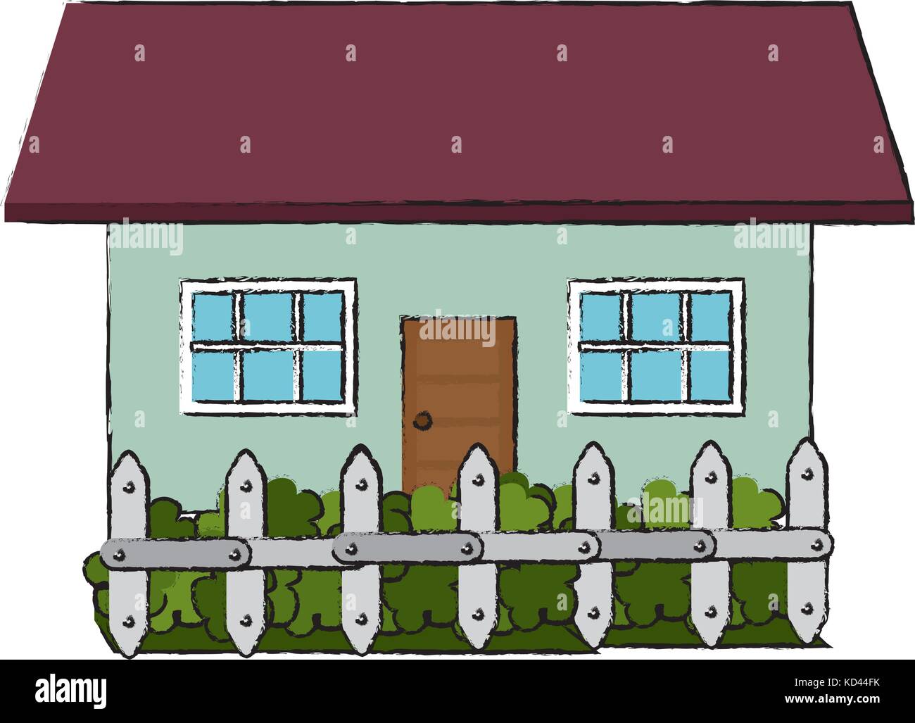 beautiful house building with fence vector illustration design Stock ...