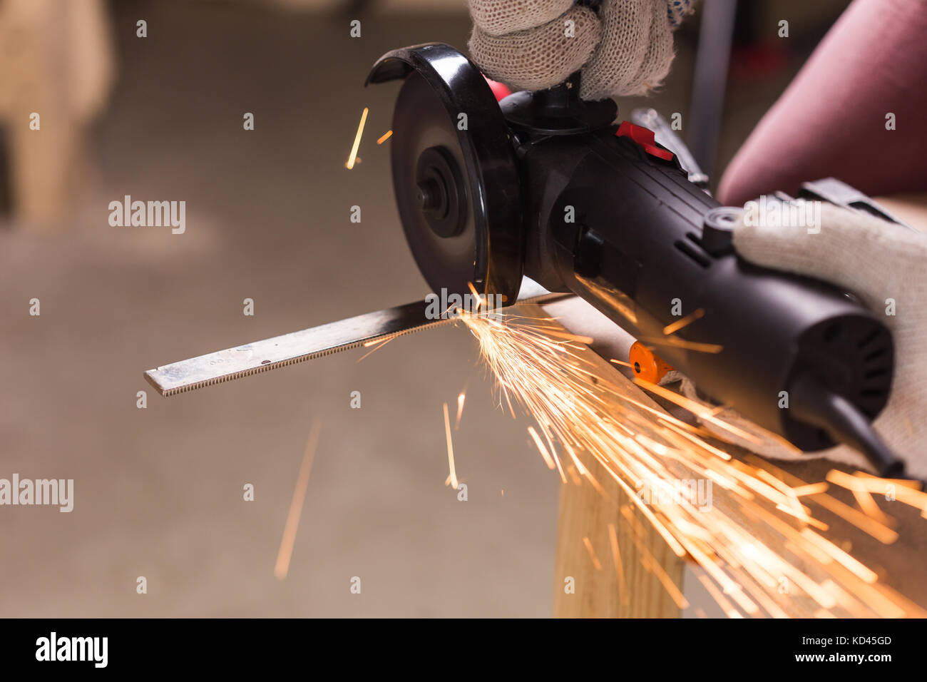 Angel grinder make a flash sparks. cutting metal with angle grinder ...