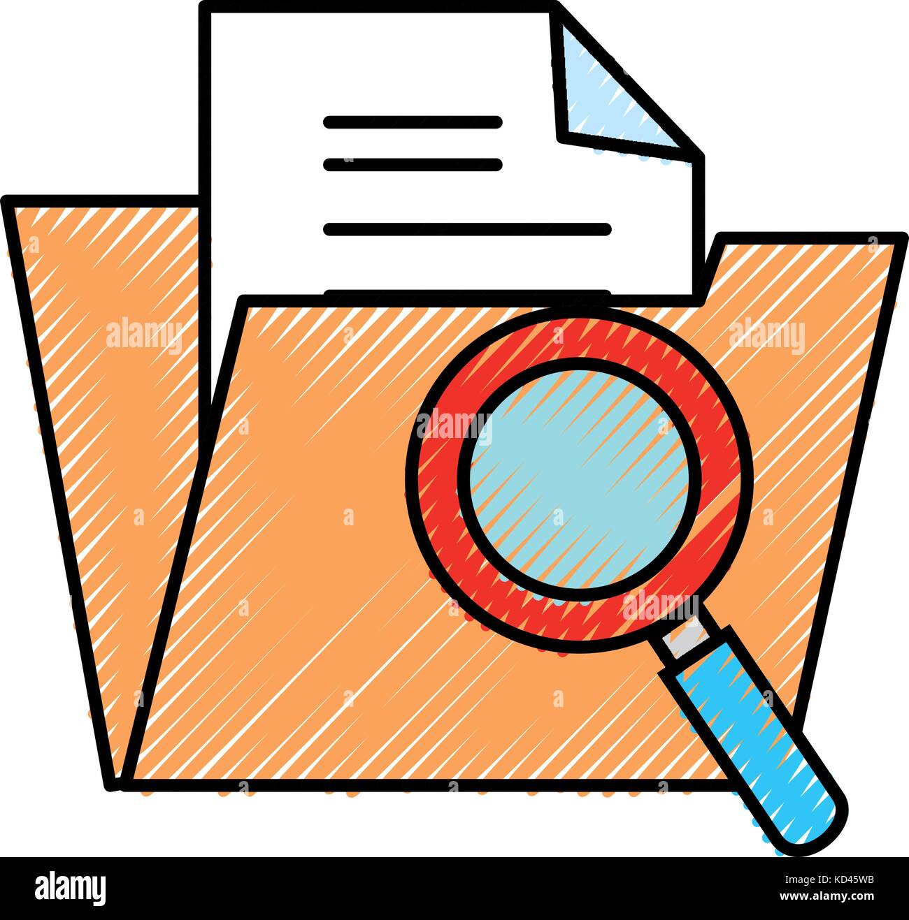 folder document with magnifying glass vector illustration design Stock ...