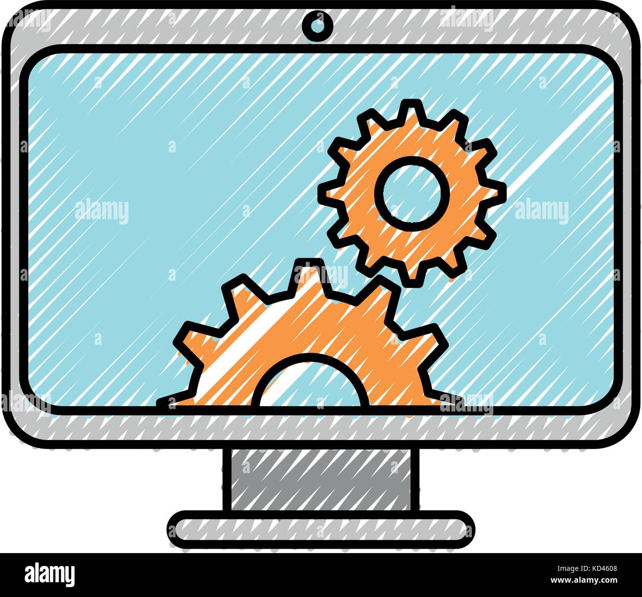 computer display with gears vector illustration design Stock Vector ...