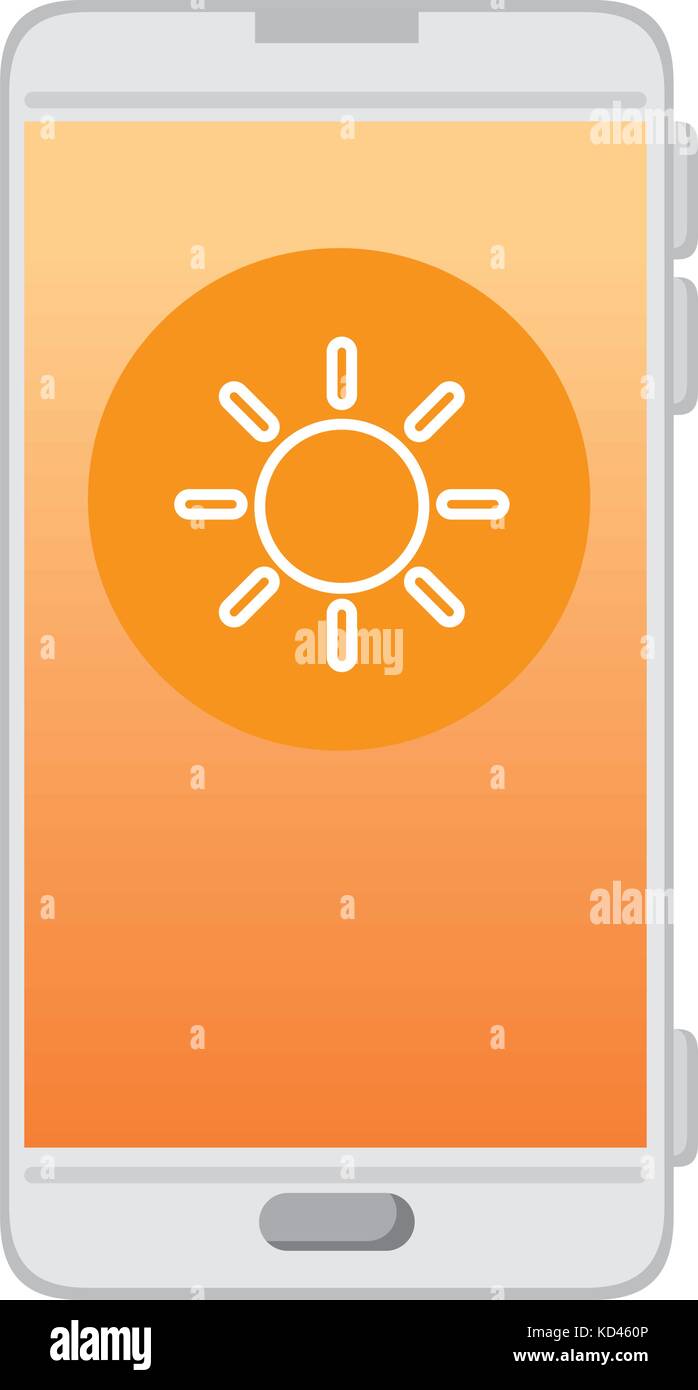 smartphone with sun weather application vector illustration design ...