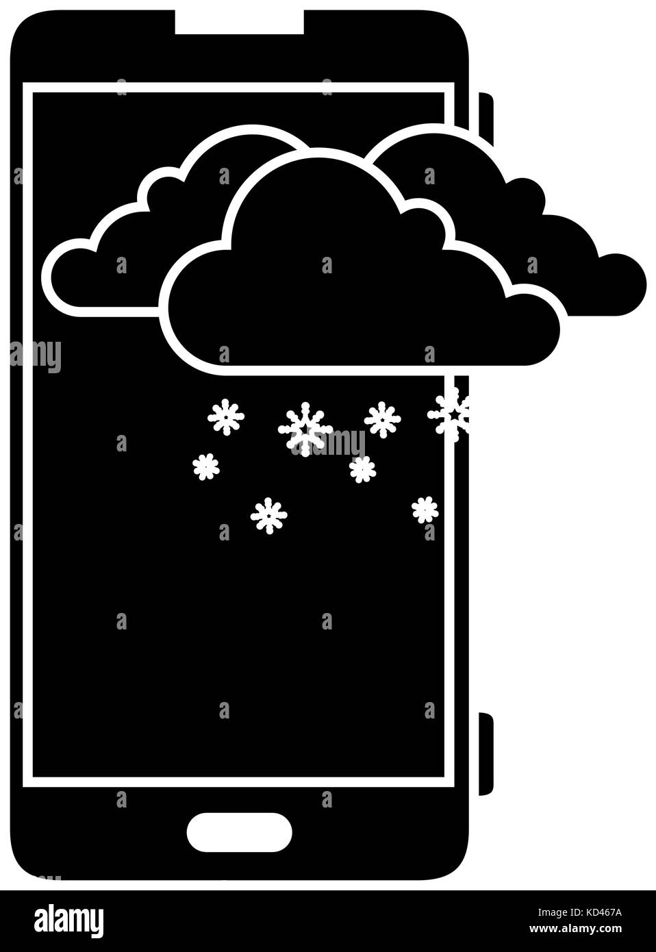 smartphone with snow cloud weather application vector illustration ...