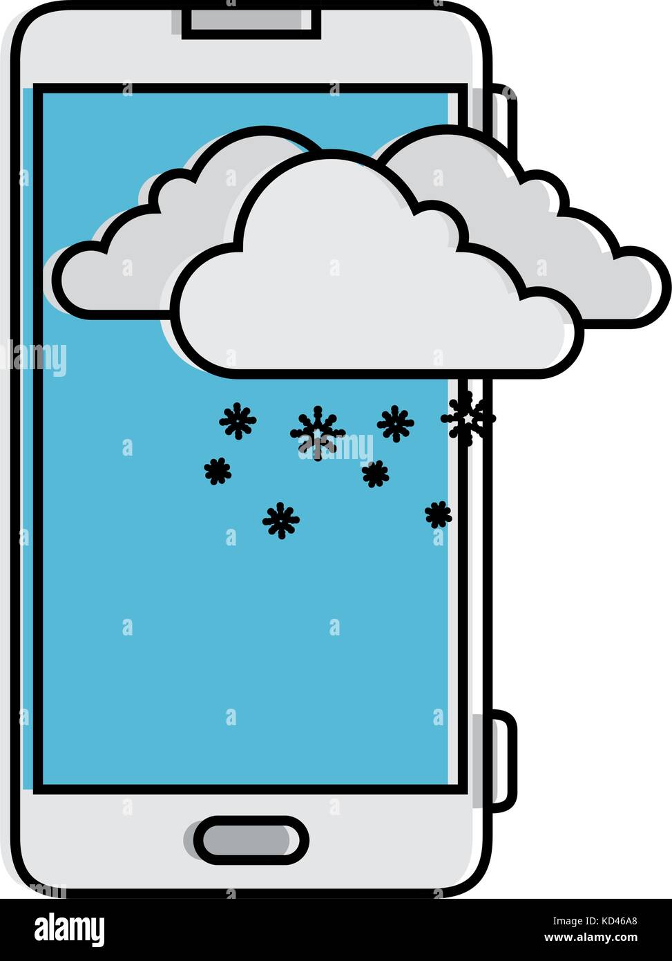 smartphone with snow cloud weather application vector illustration ...
