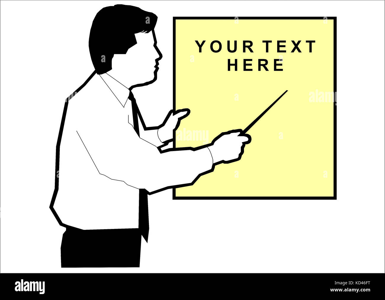 A man shows with pointer on the board on the white backgrounde Stock ...