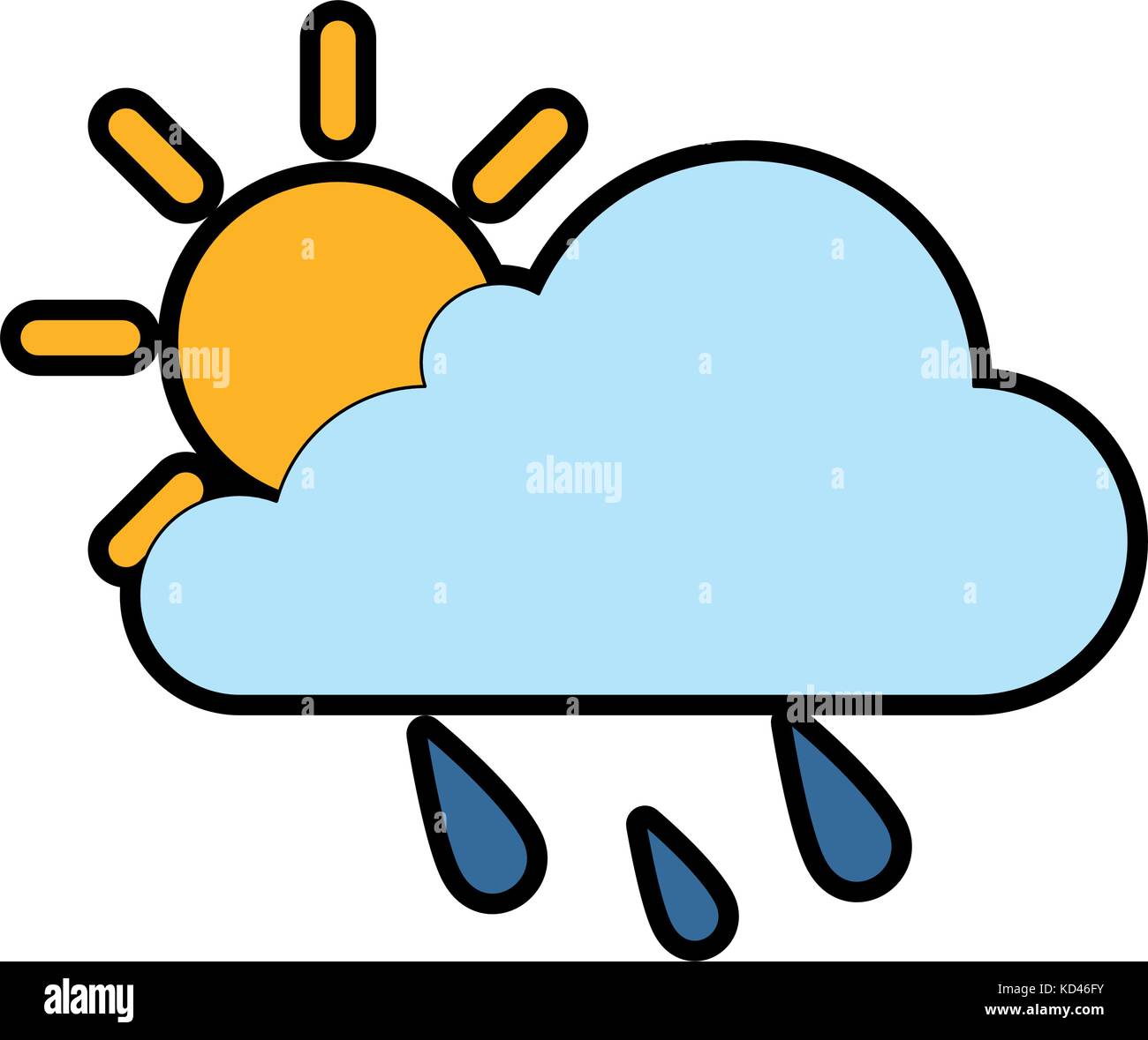 cloud weather with sun and rain vector illustration design Stock Vector ...