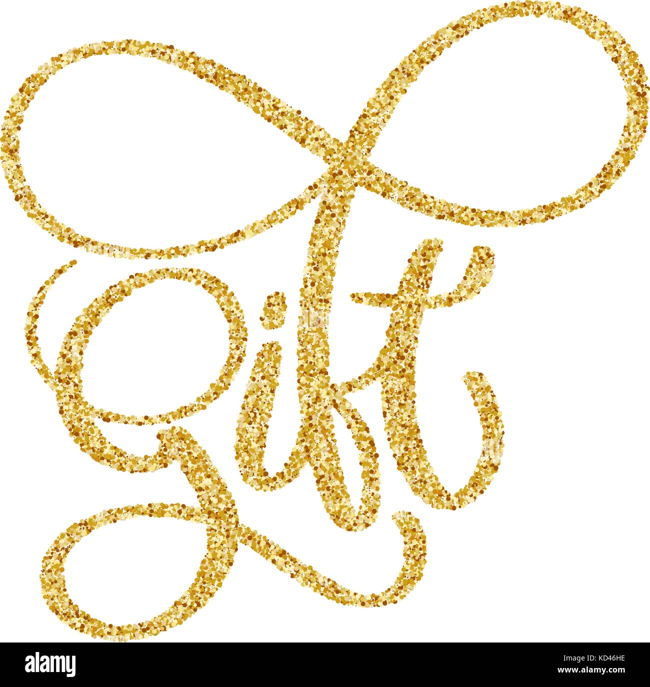 Gift calligraphy golden text word. Hand drawn vector illustration ...