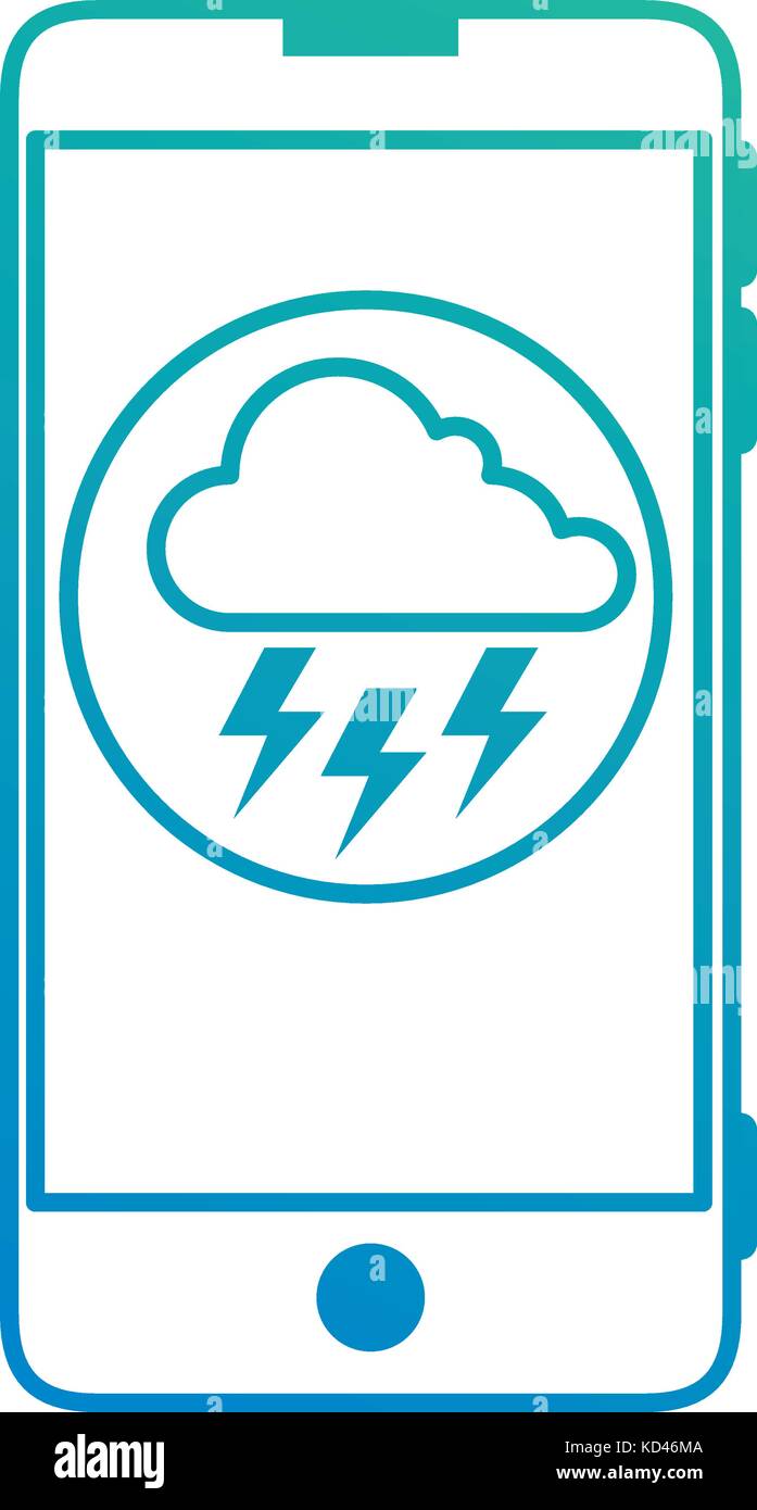 smartphone with storm cloud weather application vector illustration ...
