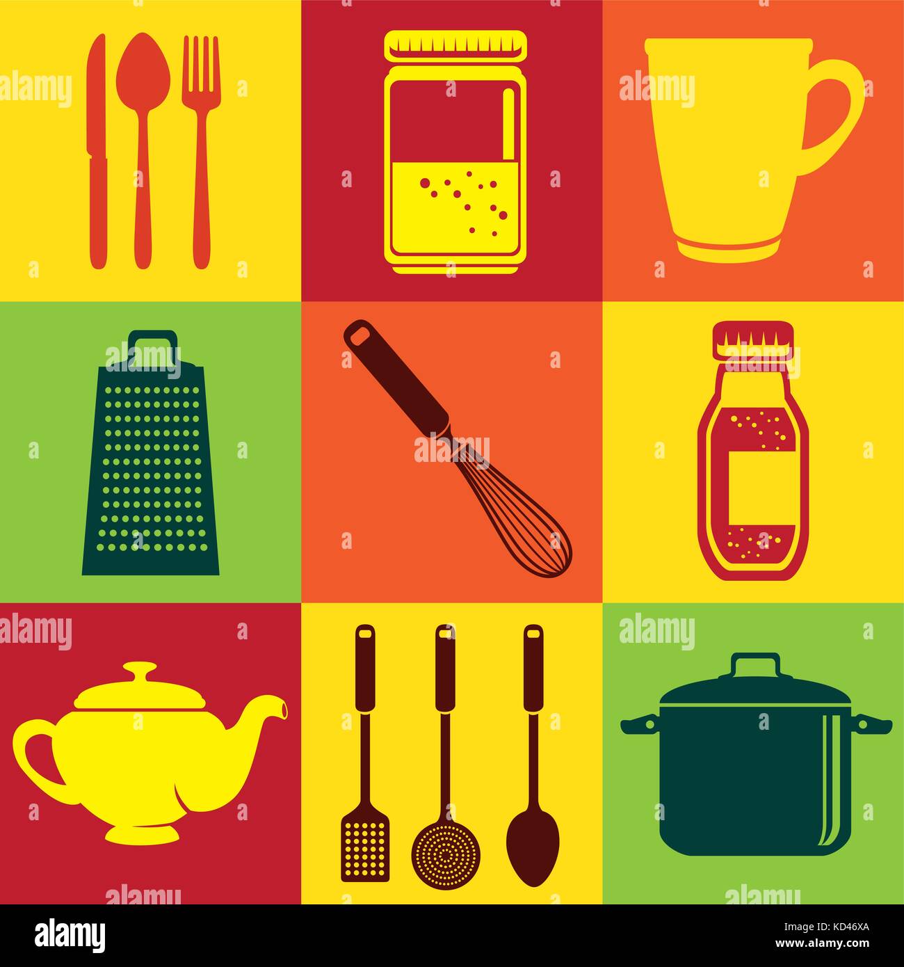 set of kitchen utensils vector illustration graphic design Stock Vector ...