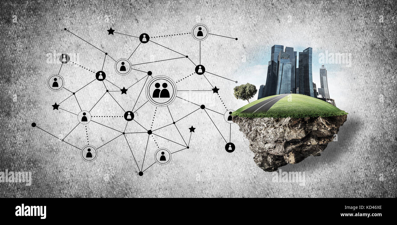 Concept of modern networking technologies and eco green construc Stock ...