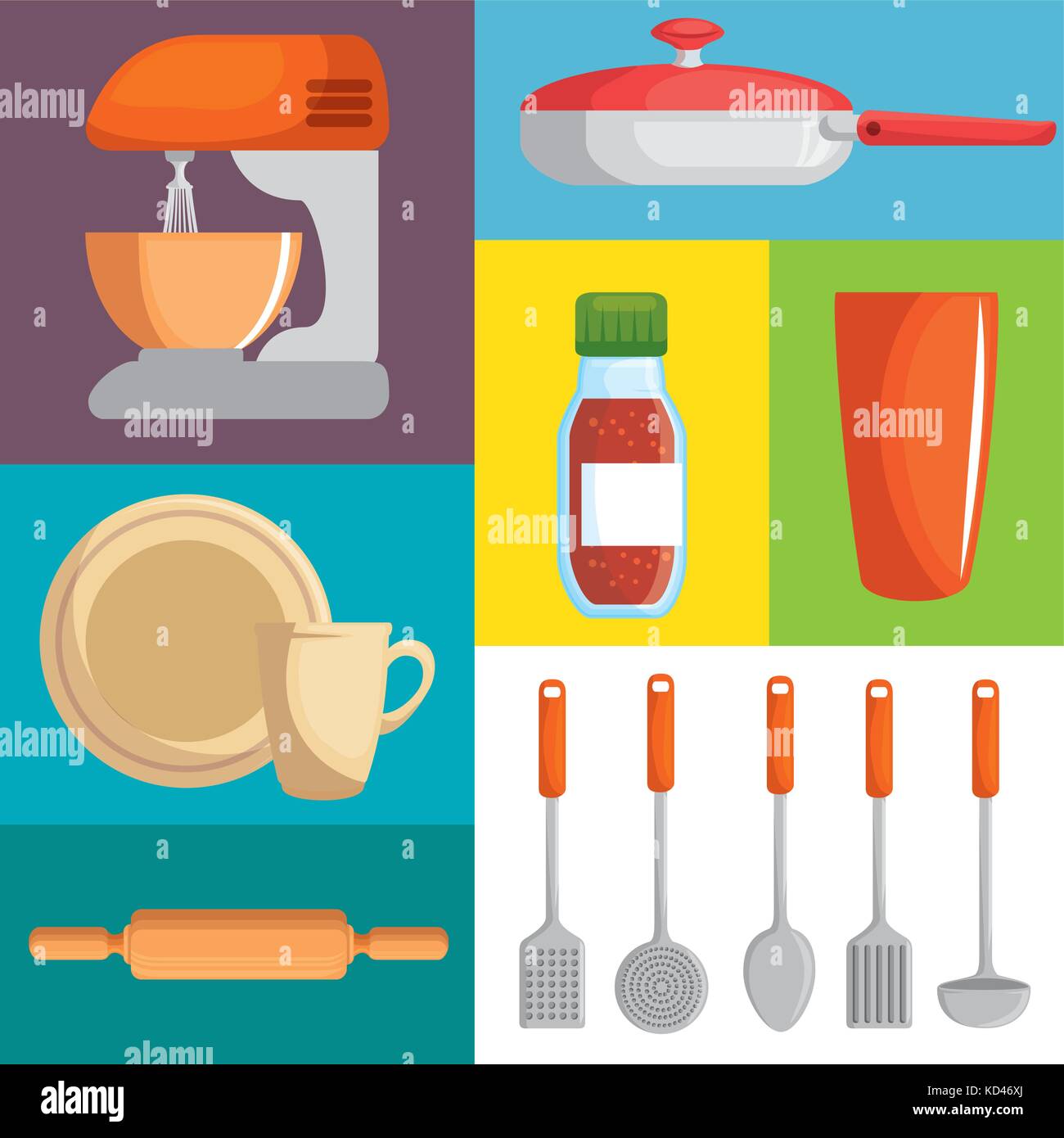 set of kitchen utensils vector illustration graphic design Stock Vector ...