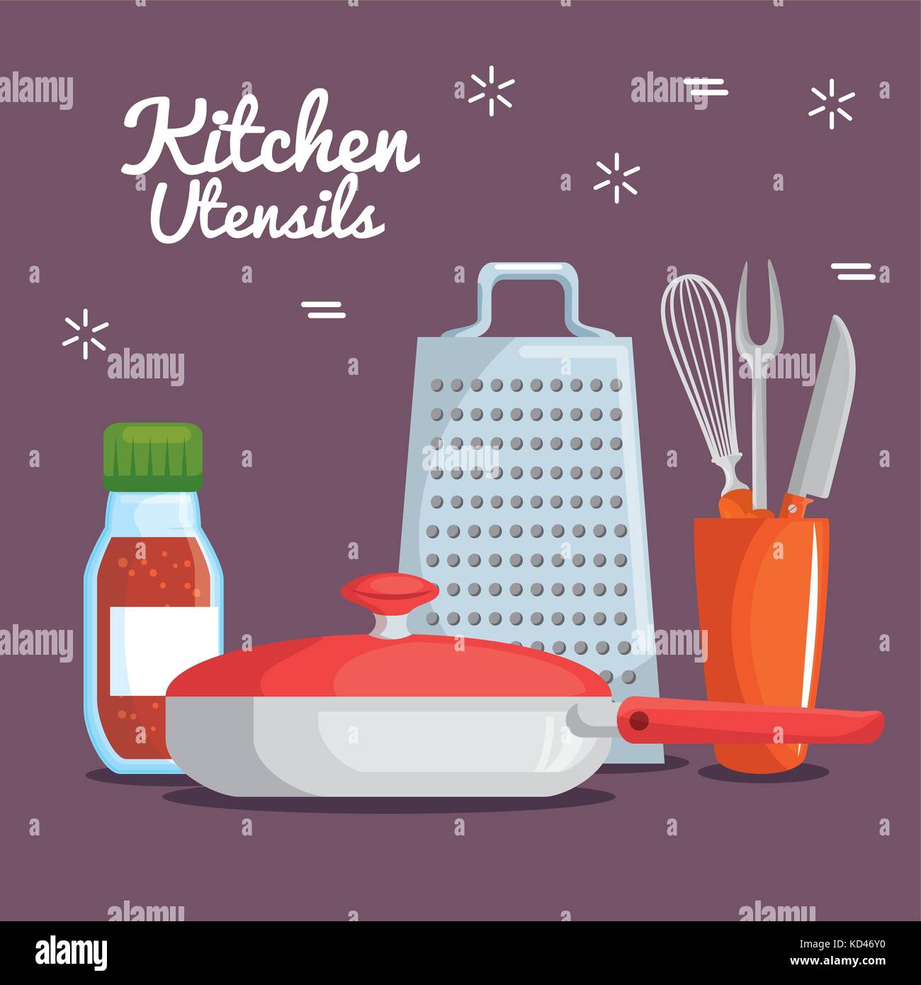 colorful kitchen utensils vector illustration graphic design Stock ...