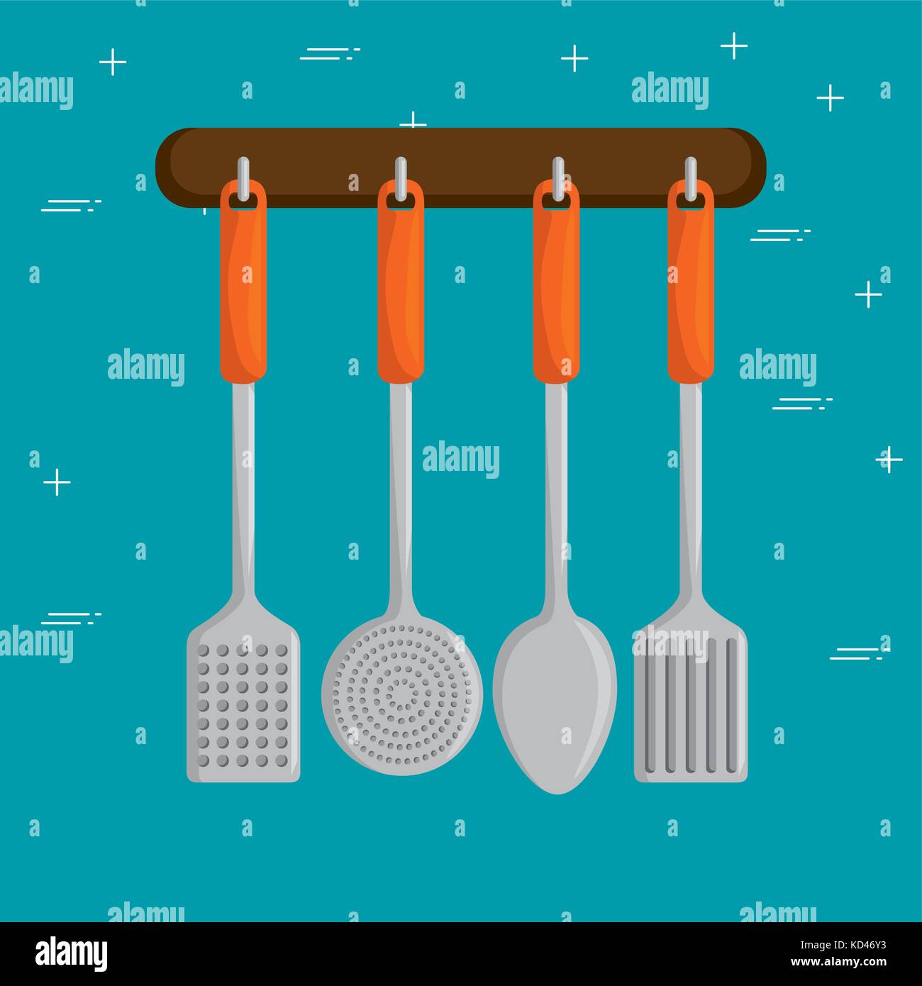 colorful kitchen utensils vector illustration graphic design Stock ...