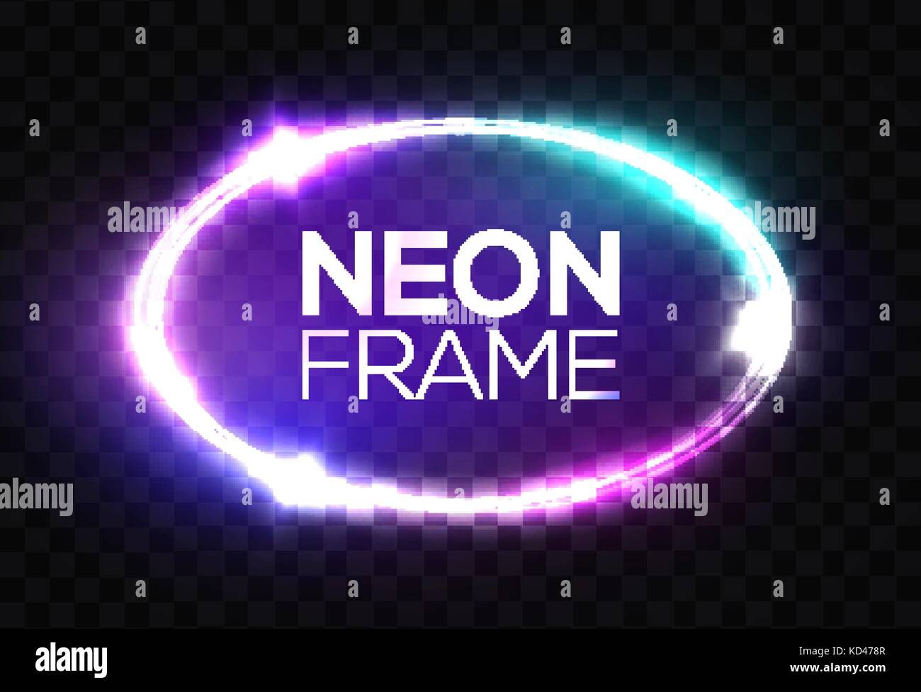 Neon sign. Oval frame with glowing, light, flares and sparkles ...
