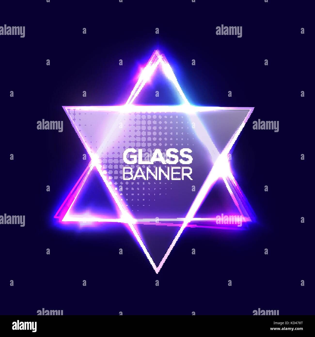 David star. Neon sign. Triangle background with textured transparent ...