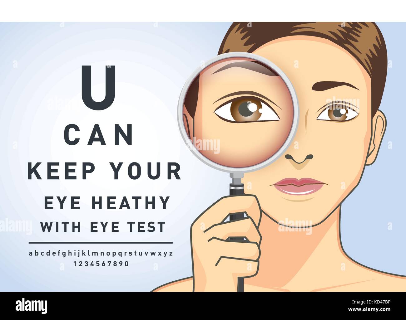 Woman holding magnifying glass for make eye test Stock Vector Image ...